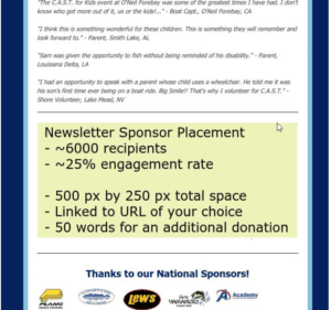 Newsletter Sponsor Information | CAST for Kids Foundation
